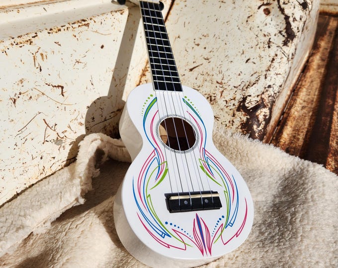 Hand Painted Ukulele, Wall Art, Upcycled Garage Art, Gift for Music ...