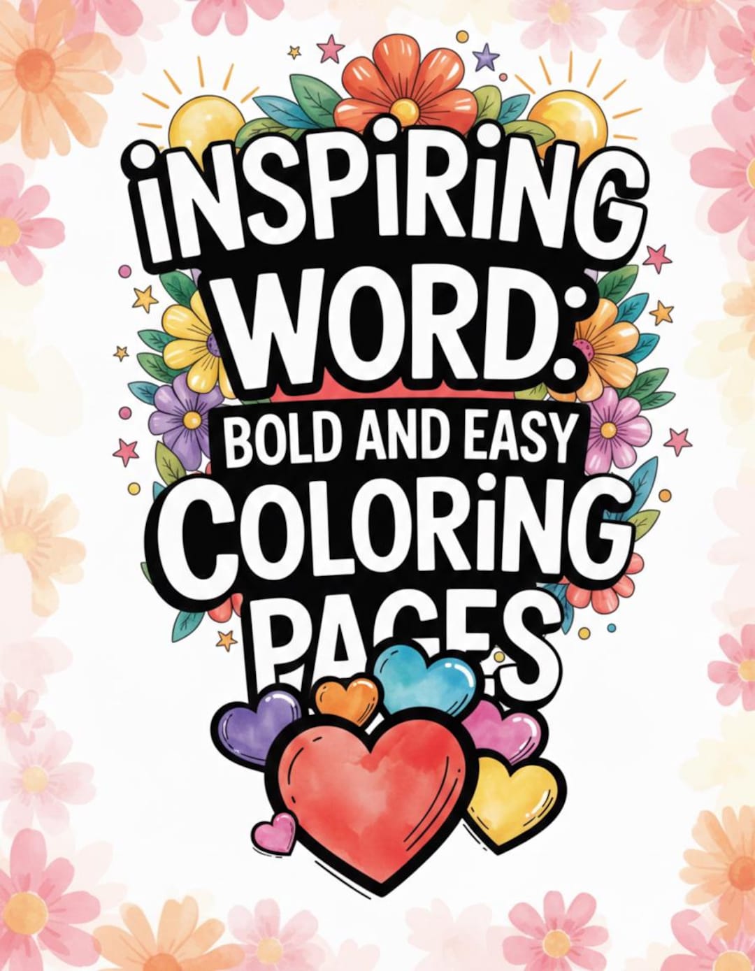 Inspiring Words Coloring Book, Bold Easy Designs, Motivational Quotes ...