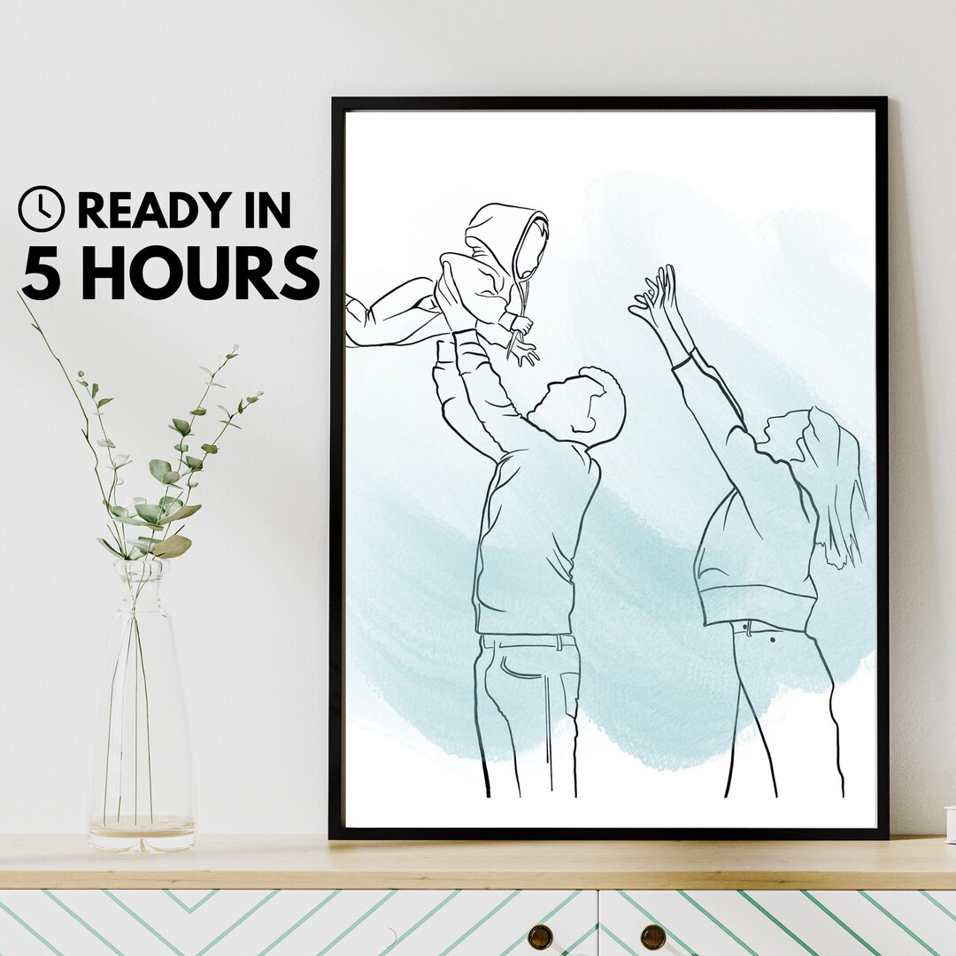 Custom One Line Family Drawing From Photo | One Line Art | Custom Gift ...