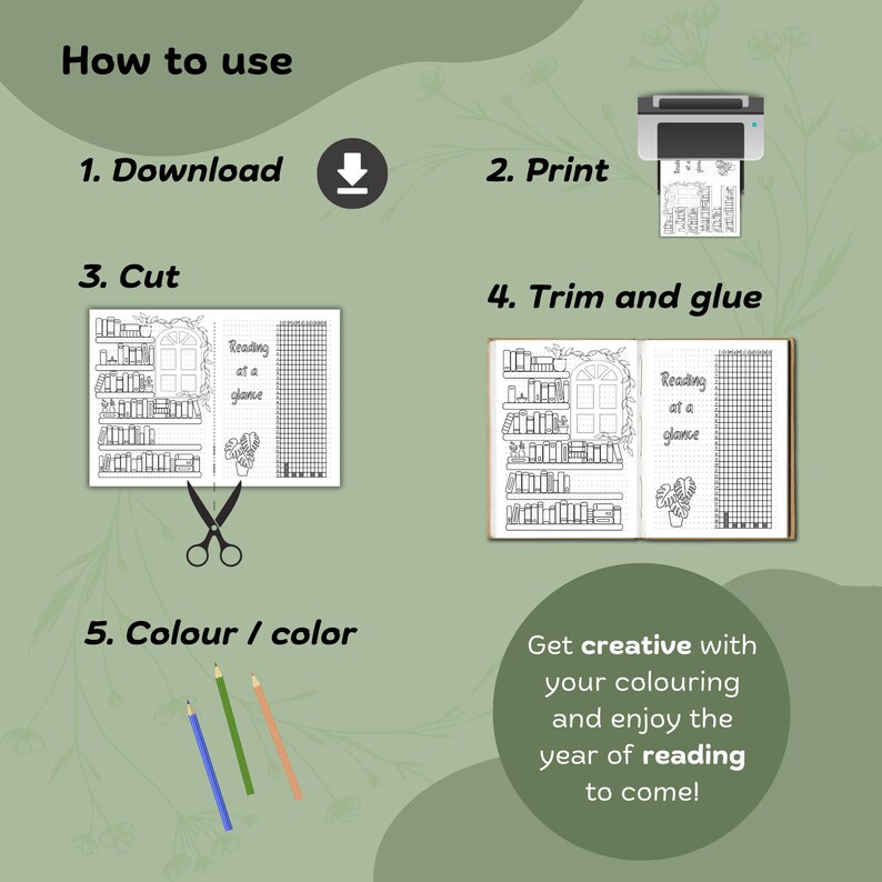 50 Book Printable Reading Journal, Colouring/coloring Reading Journal ...