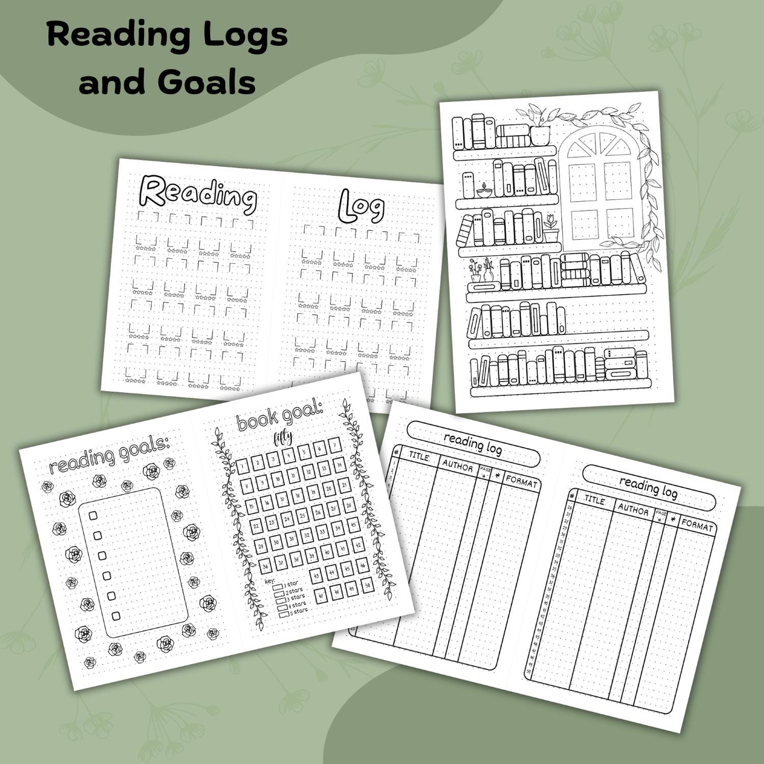 50 Book Printable Reading Journal, Colouring/coloring Reading Journal ...