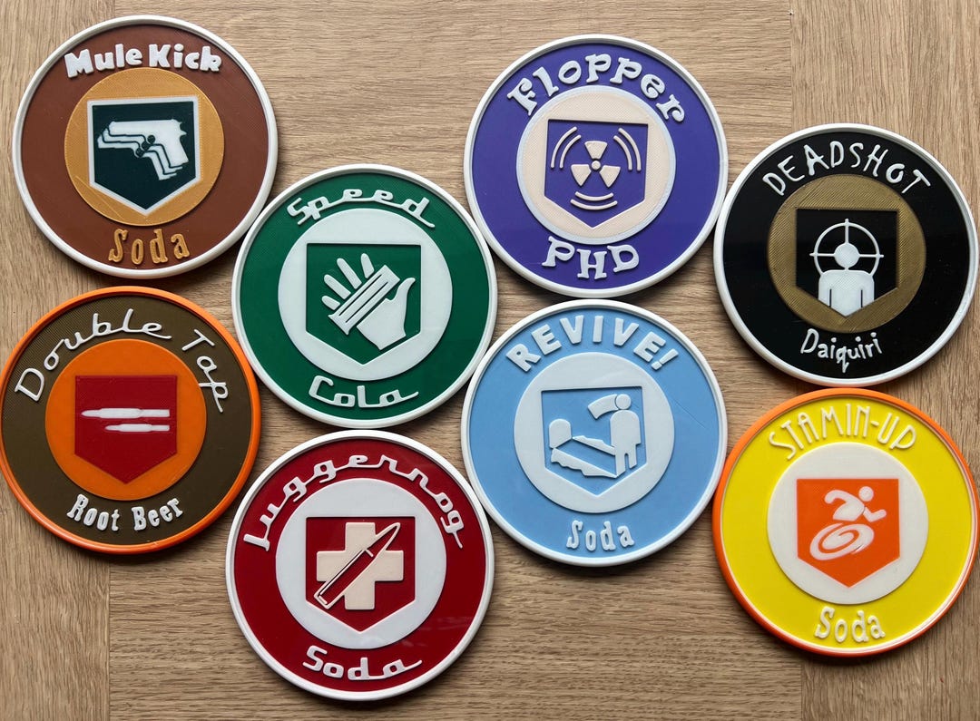 Zombies Perks 3D Printed Coasters - Etsy UK
