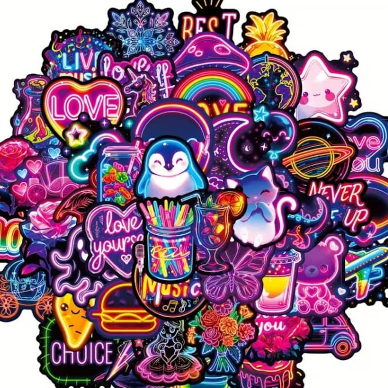 Neon Aesthetic Stickers - Etsy