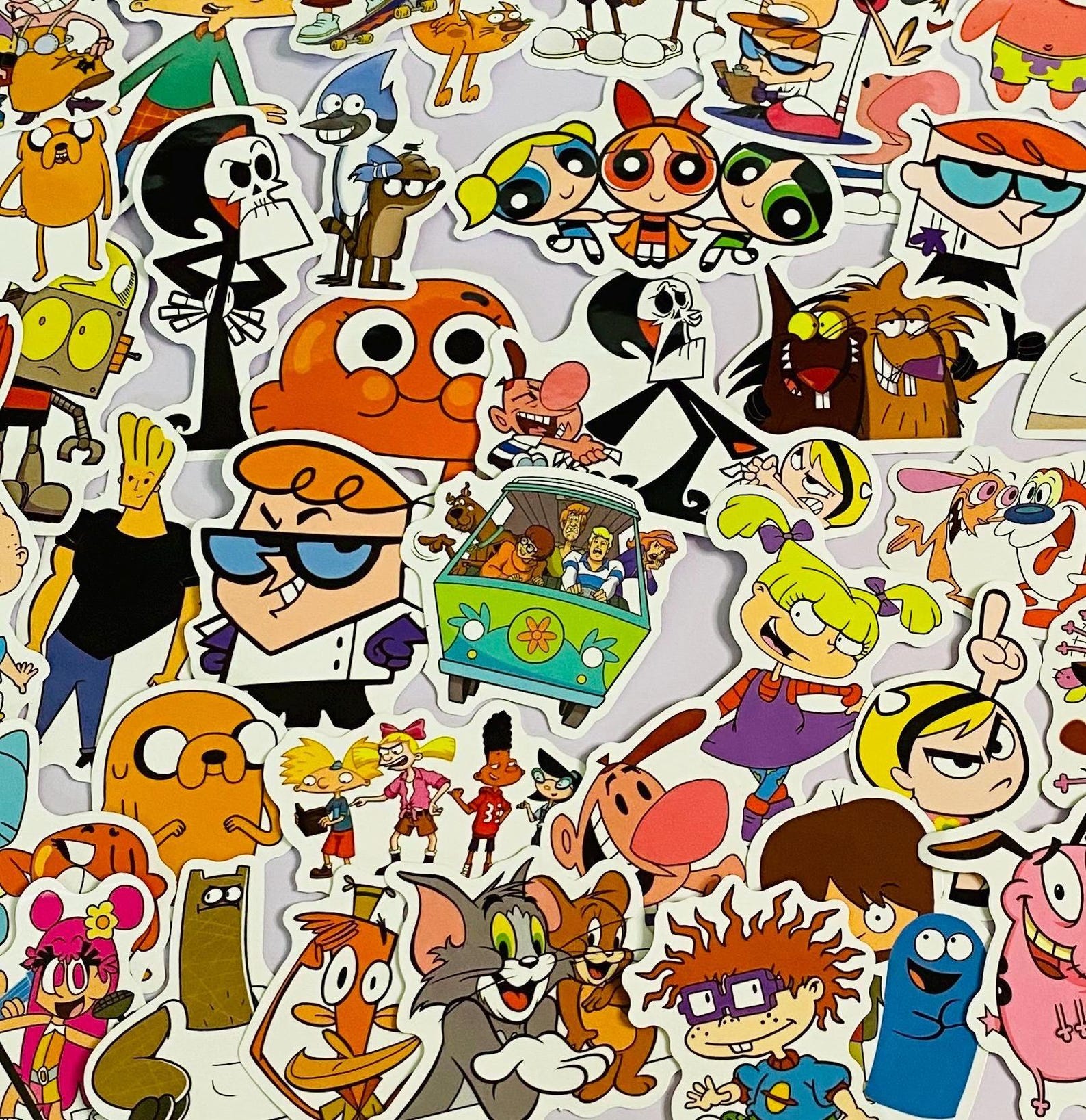 80's & 90's Retro Cartoon Stickers, Colorful Animated Character Vinyl ...