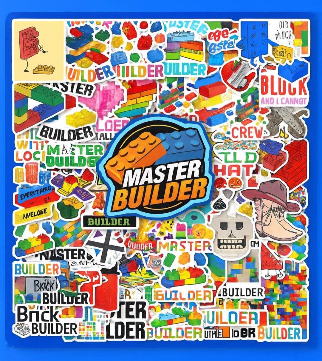 Brick Builder Block Sticker Pack, Waterproof Vinyl Decals for Laptops ...