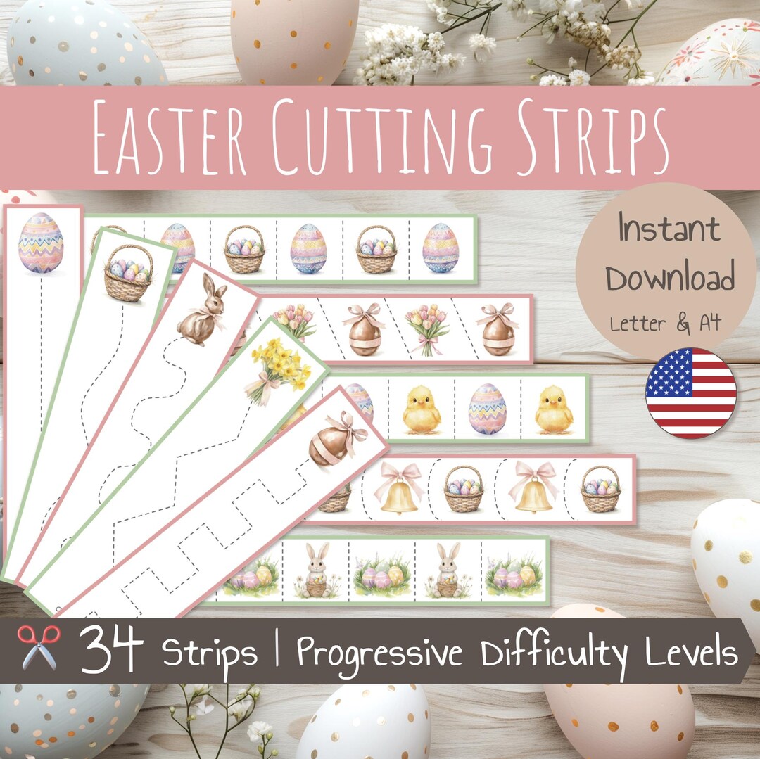 Easter Cutting Strips | Scissor Skills | Spring Cutting Practice for ...