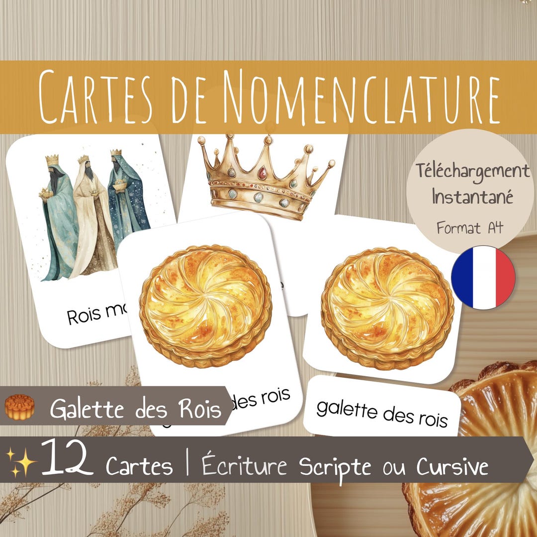 French 12 Epiphany & galette Des Rois Three-part Cards Nomenclature ...