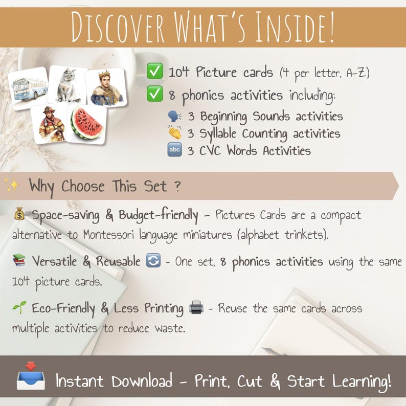 Phonics Activity Set | 8 Phonics Games | 3 Beginning Sounds - 3 ...