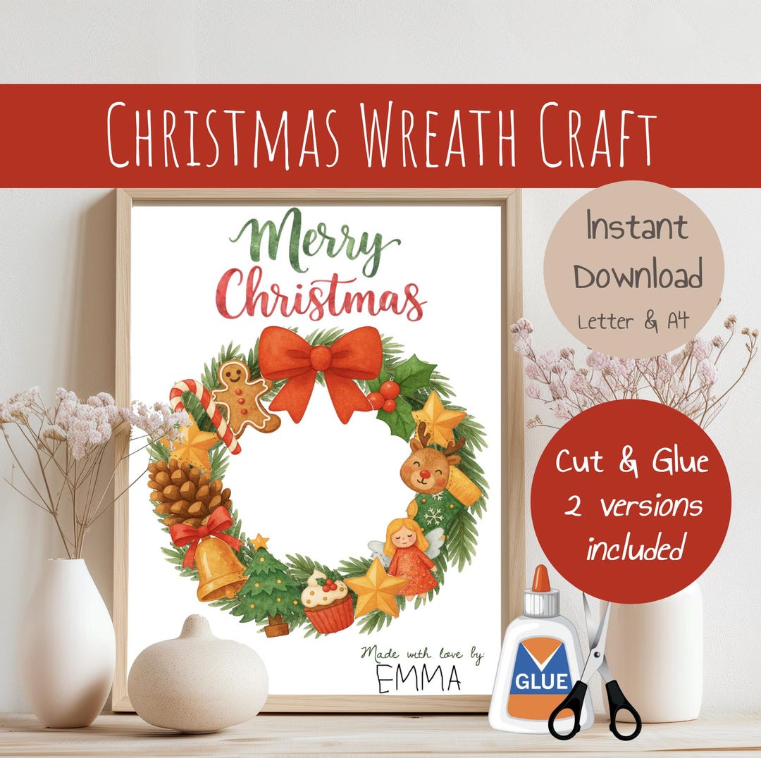 Christmas Wreath Craft | Cut and Glue Activity for Kids | Winter Craft ...