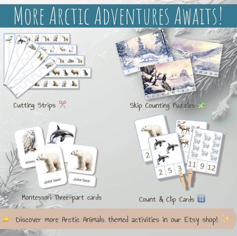 Arctic Animals Count & Clip Cards – Educational Counting Game – Toddler ...
