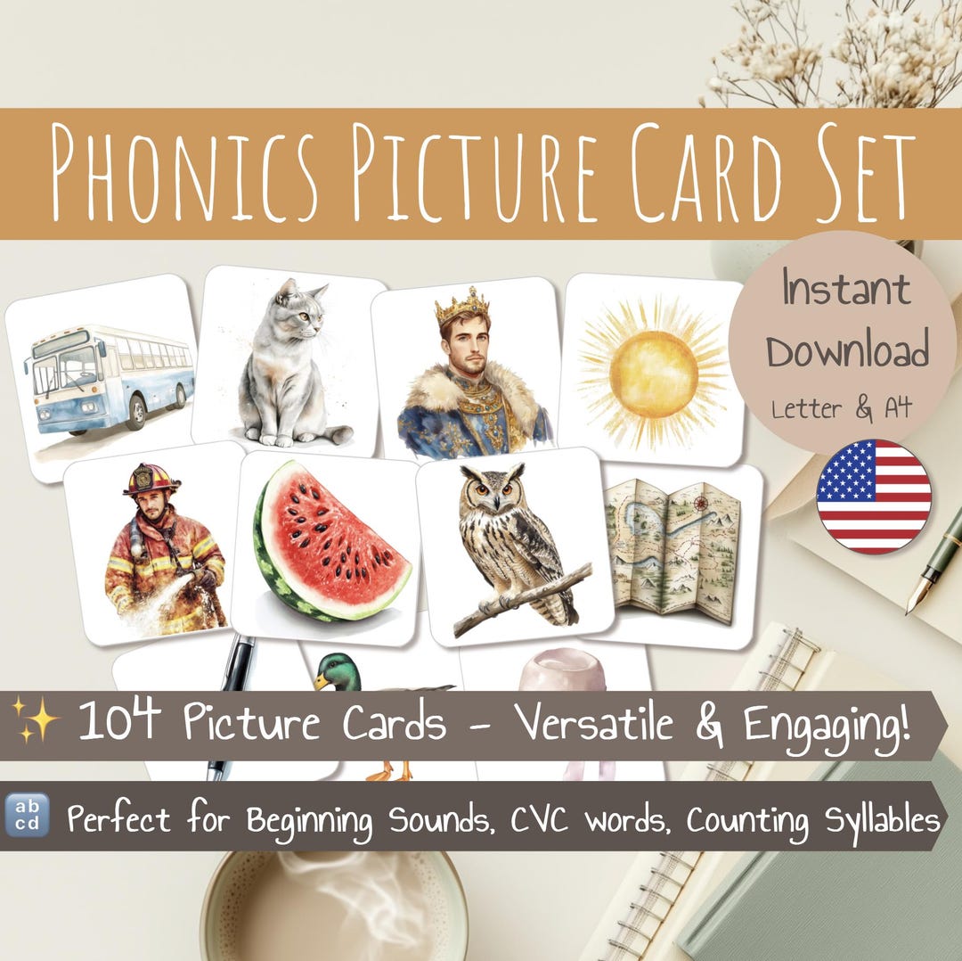 104 Versatile Picture Cards | Phonics Picture Card Set | Alternative to ...