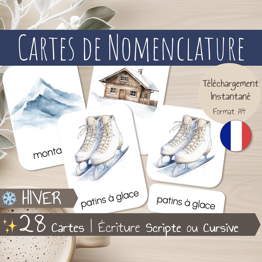 French 28 Winter Three-part Cards – Nomenclature Cards – Montessori ...