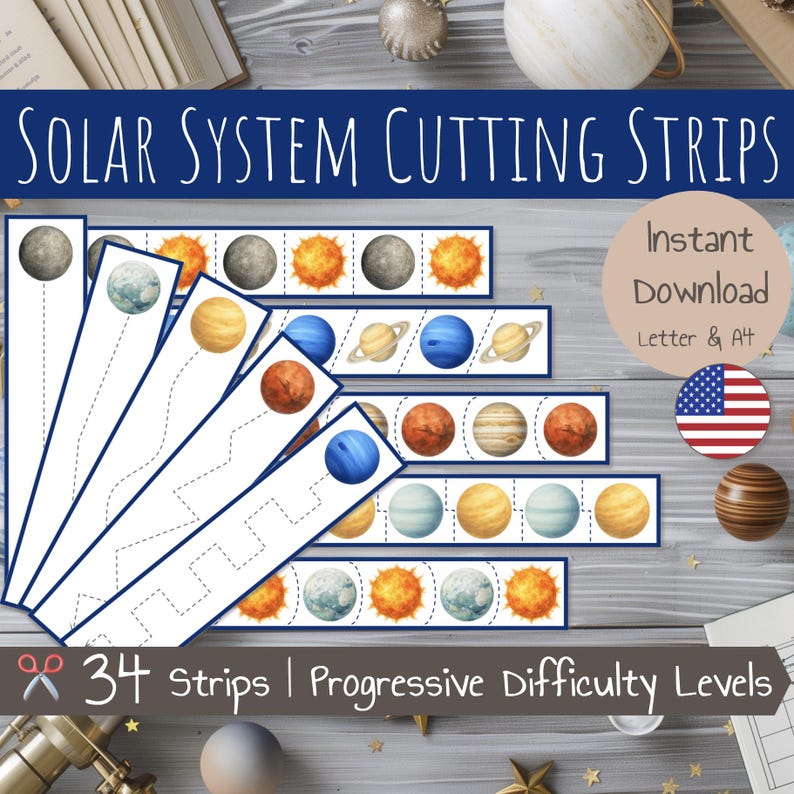 Solar System Cutting Strips | Scissor Skills | Space and Planets ...