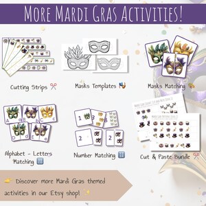 Mardi Gras Matching Activity | 12 Puzzle Pairs | Color Matching ...