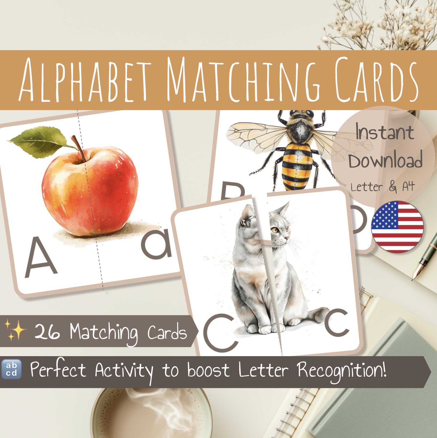26 Alphabet Matching Cards | Alphabet Match | Illustrated ABC Cards ...
