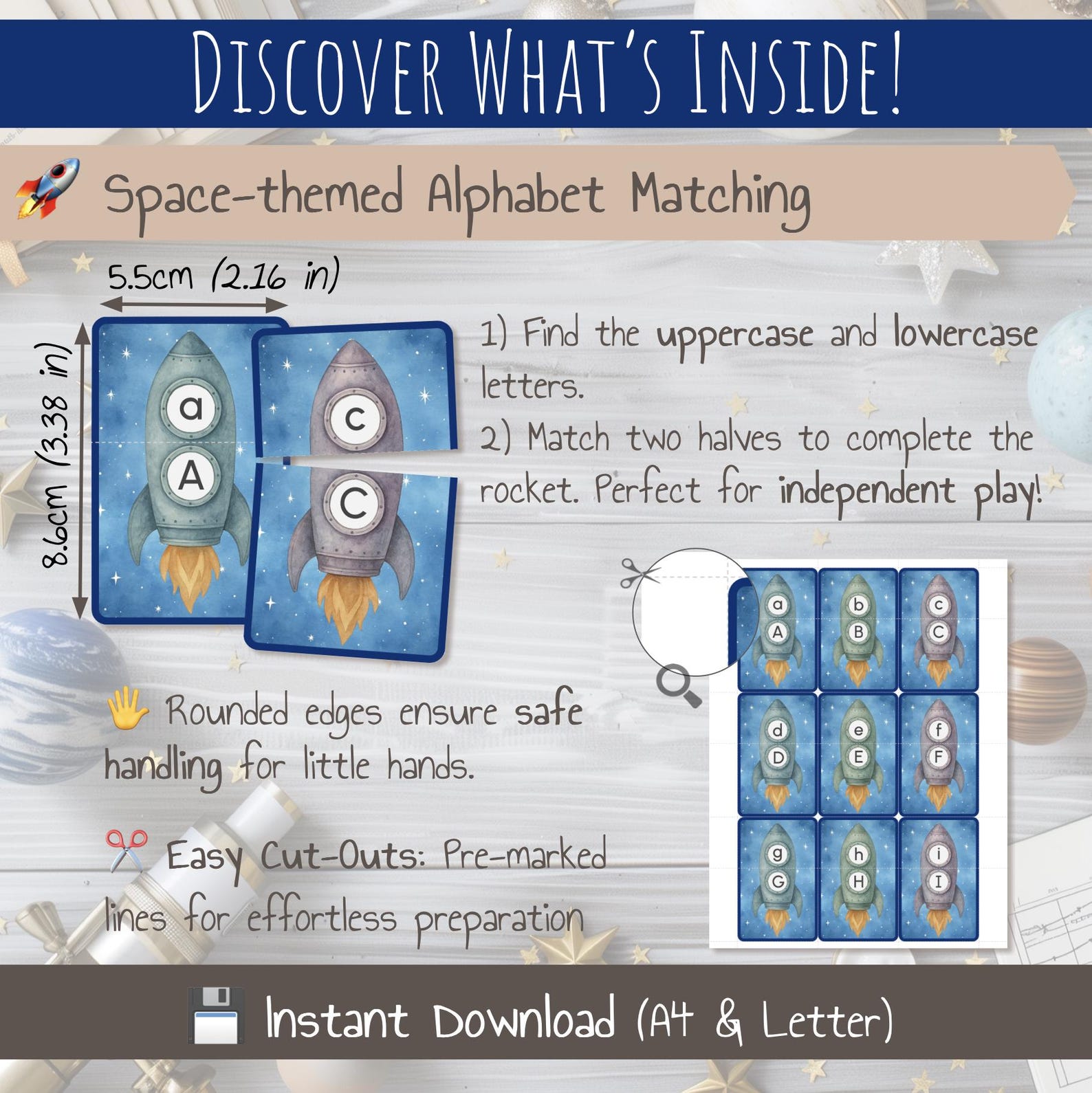 Space Alphabet Match – ABC Matching Game – Rocket Alphabet Matching ...