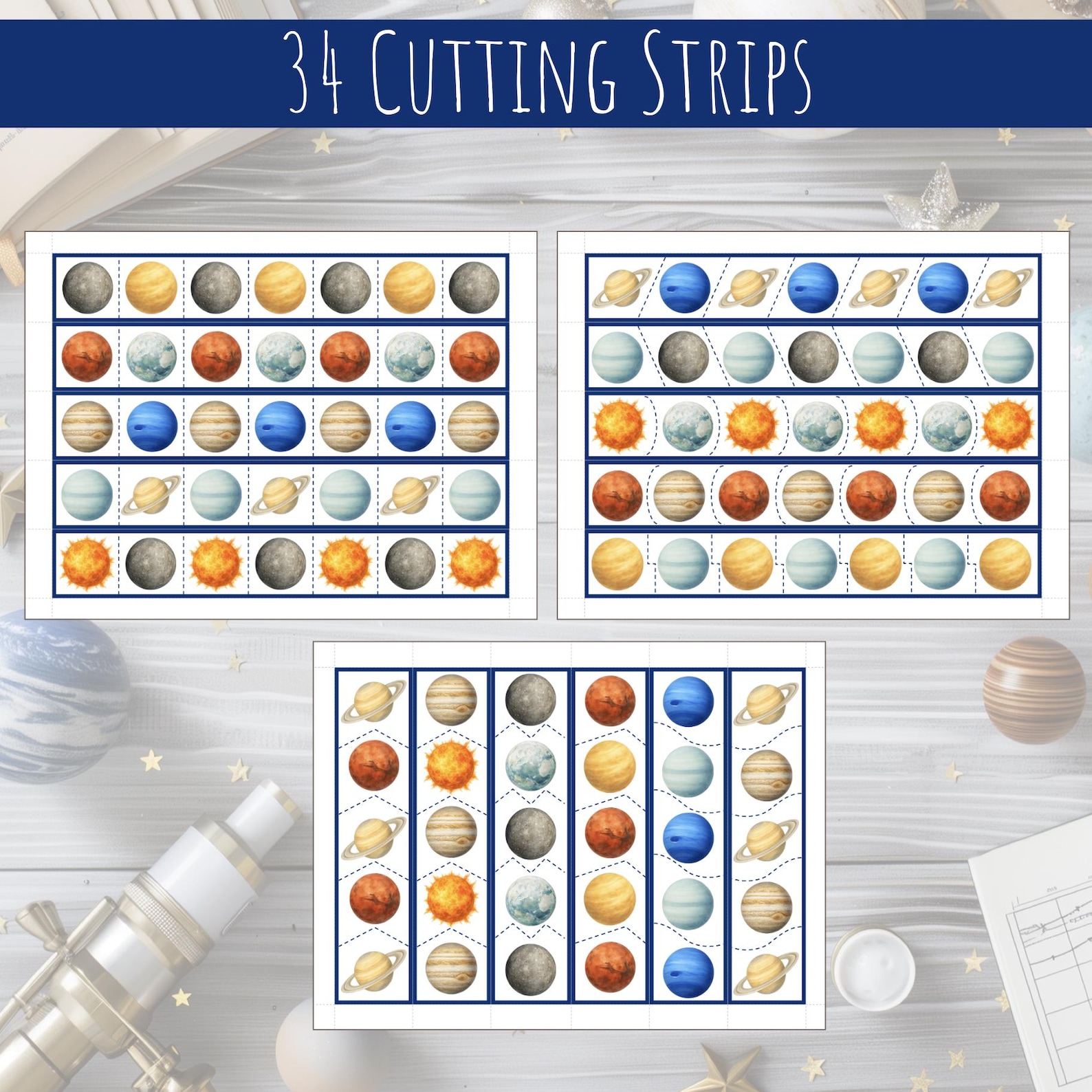 Solar System Cutting Strips | Scissor Skills | Space and Planets ...