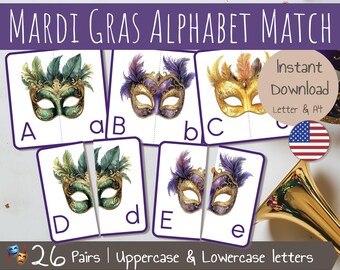 Mardi Gras Matching Activity | 12 Puzzle Pairs | Color Matching ...