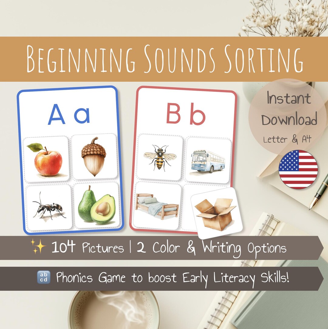 Beginning Sounds Sorting Activity | Matching Initial Sounds | Phonics ...