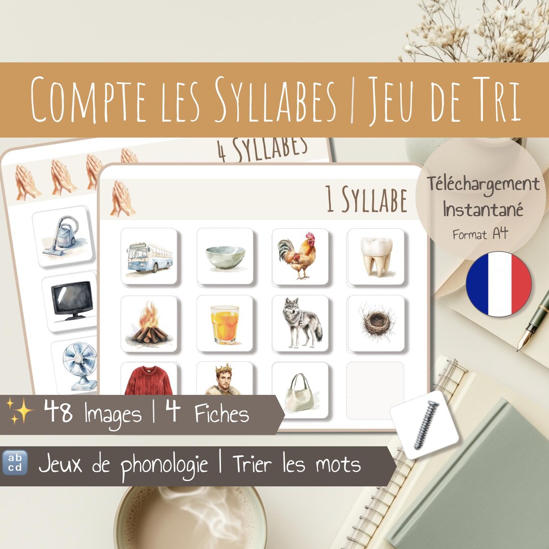 French Syllable Sorting Activity | Phonics Cards | Sort the Words ...