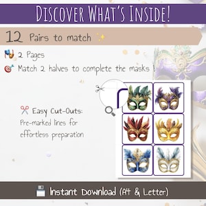 Mardi Gras Matching Activity | 12 Puzzle Pairs | Color Matching ...