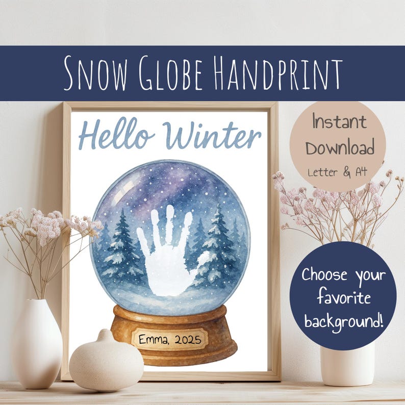 Winter Handprint Snow Globe Craft | Snow Globe Handprint | Craft for ...
