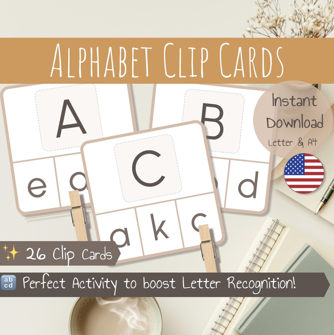 26 Alphabet Clip Cards | ABC Clip Cards | Letter Matching and ...
