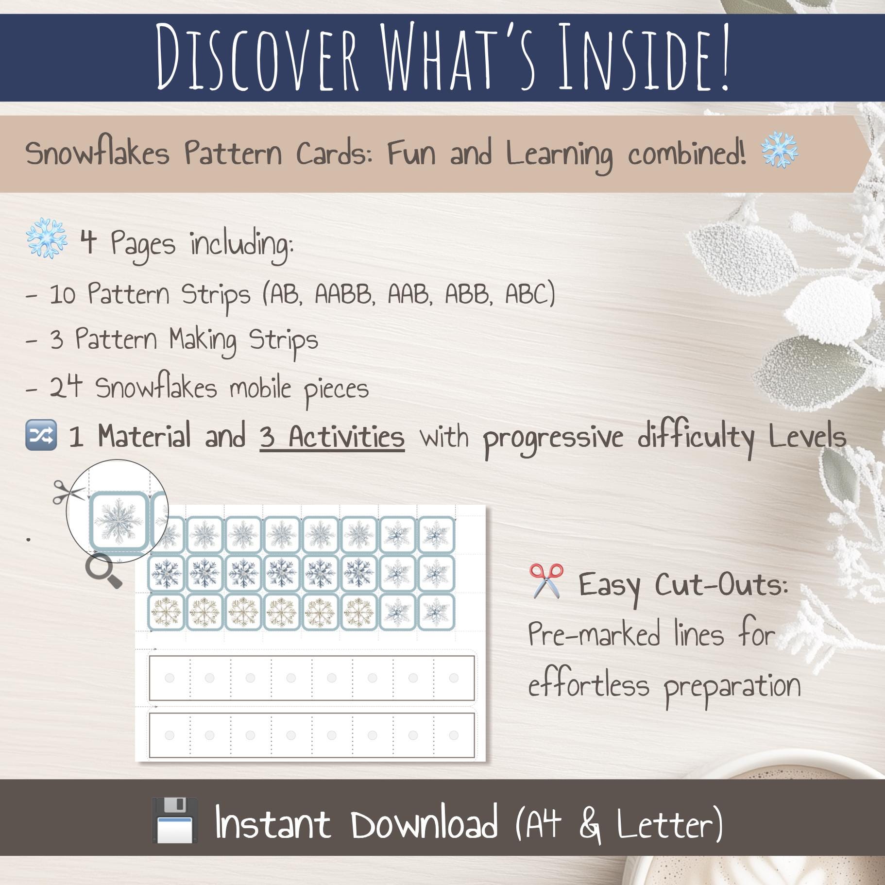 Snowflakes Pattern Cards – Pattern Recognition Games – Copy Complete ...