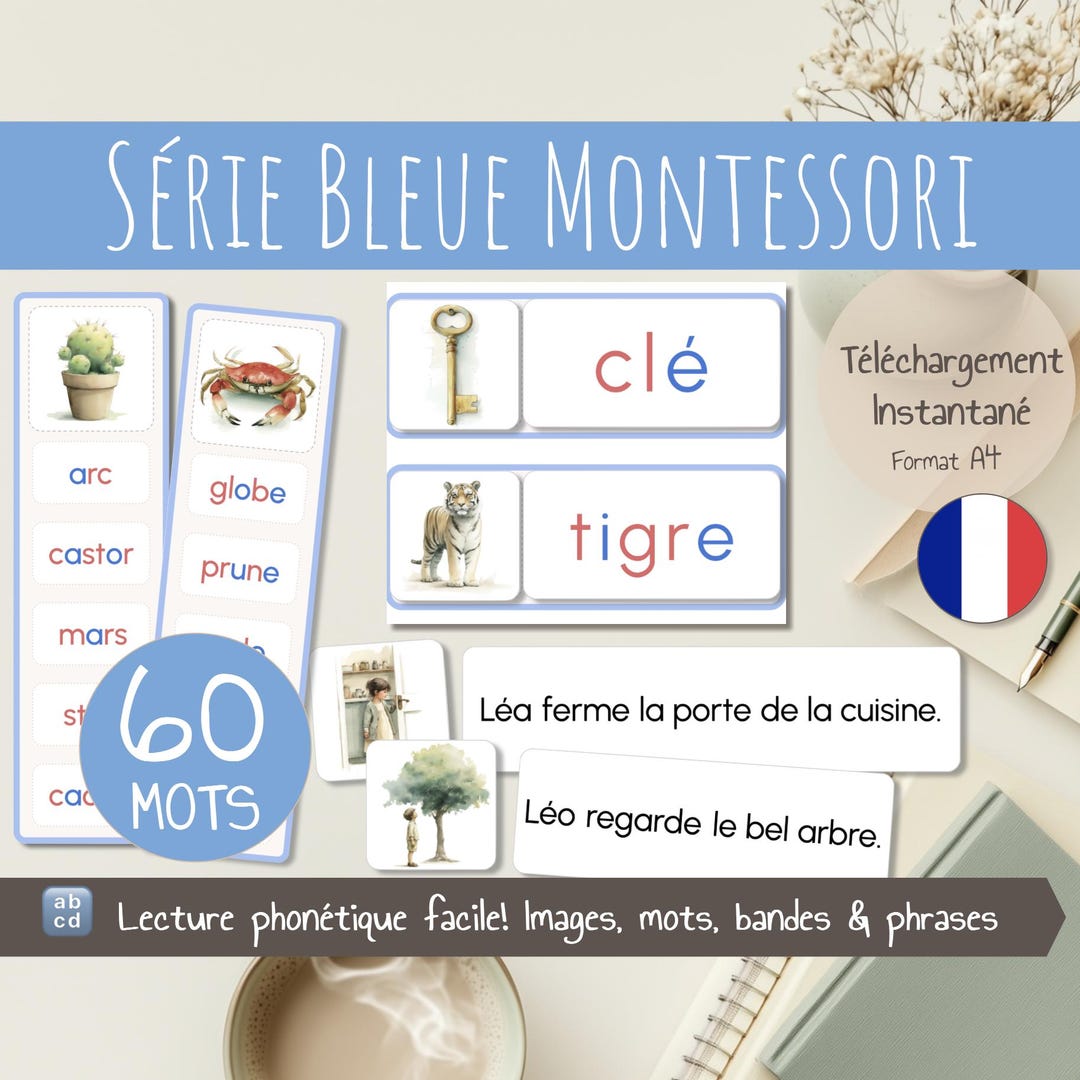 French Montessori Blue Series Reading Pack | Early Reading Printable ...