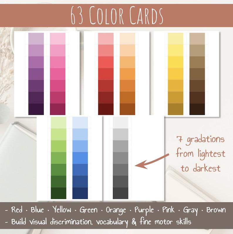 Montessori Color Tablets Box 3 | 63 Cards + 3 Wheels | Printable Visual ...