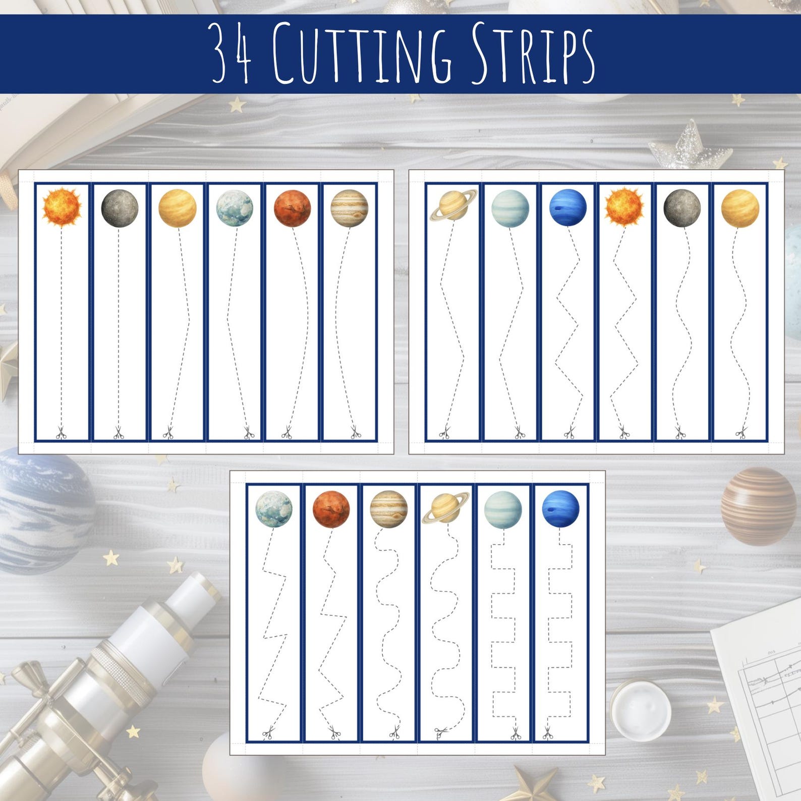 Solar System Cutting Strips | Scissor Skills | Space and Planets ...