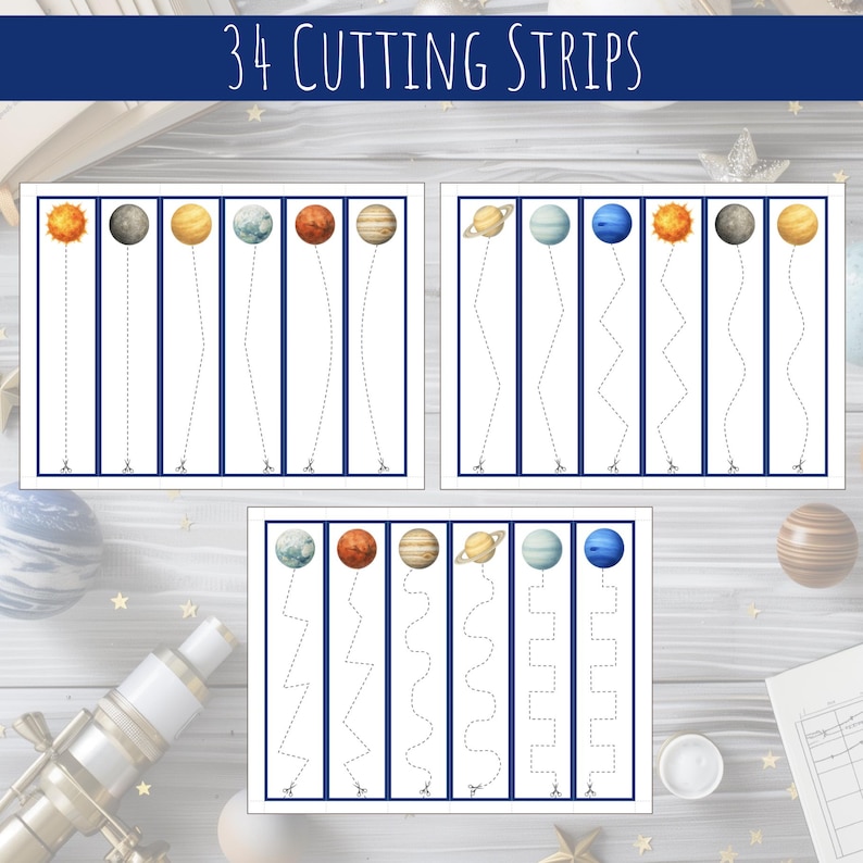 Solar System Cutting Strips | Scissor Skills | Space and Planets ...