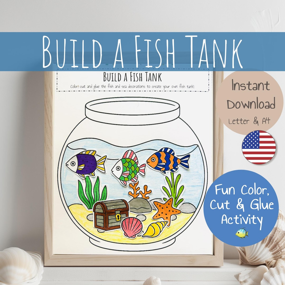 Build A Fish Tank | Craft for Kids | Cut & Glue Summer Activity | Under ...