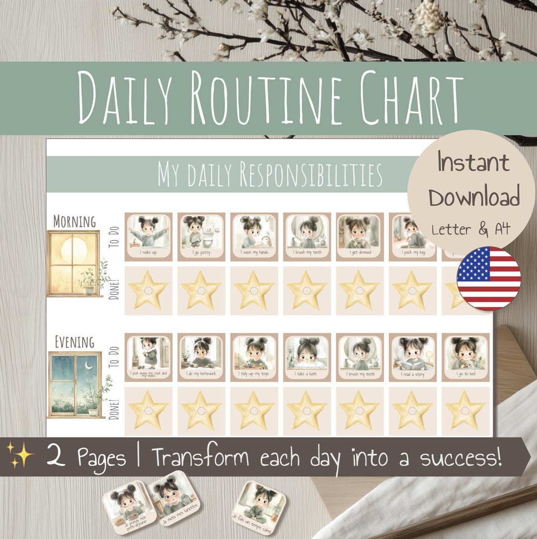Daily Responsibilities Chart – Daily Routine – Chore Chart for Kid ...
