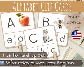 ABC Clip Cards. Letter Recognition. Letter Case Matching. Homeschool ...