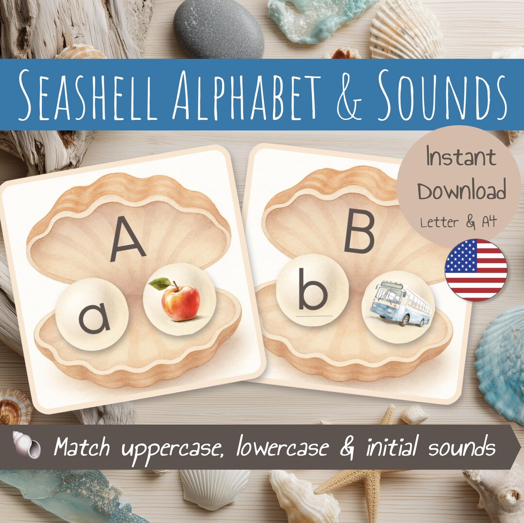 Seashell Alphabet and Initial Sound Match | Alphabet Matching Activity ...
