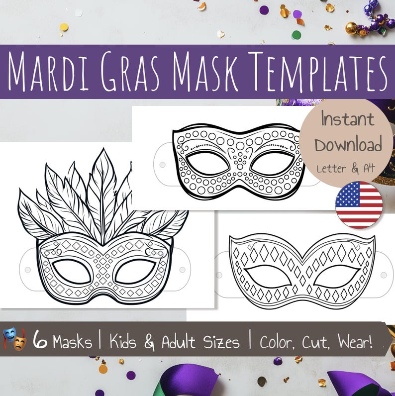 Mardi Gras Masks for Kids and Adults | Coloring Pages | Coloring ...