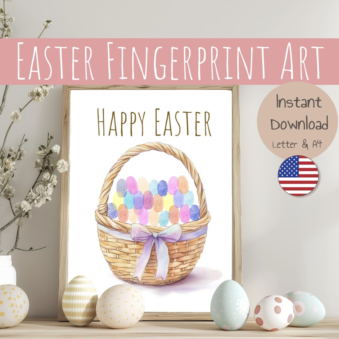Easter Fingerprint Basket Craft for Kids | Happy Easter Fingerprint Art ...