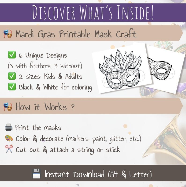 Mardi Gras Masks for Kids and Adults | Coloring Pages | Coloring ...