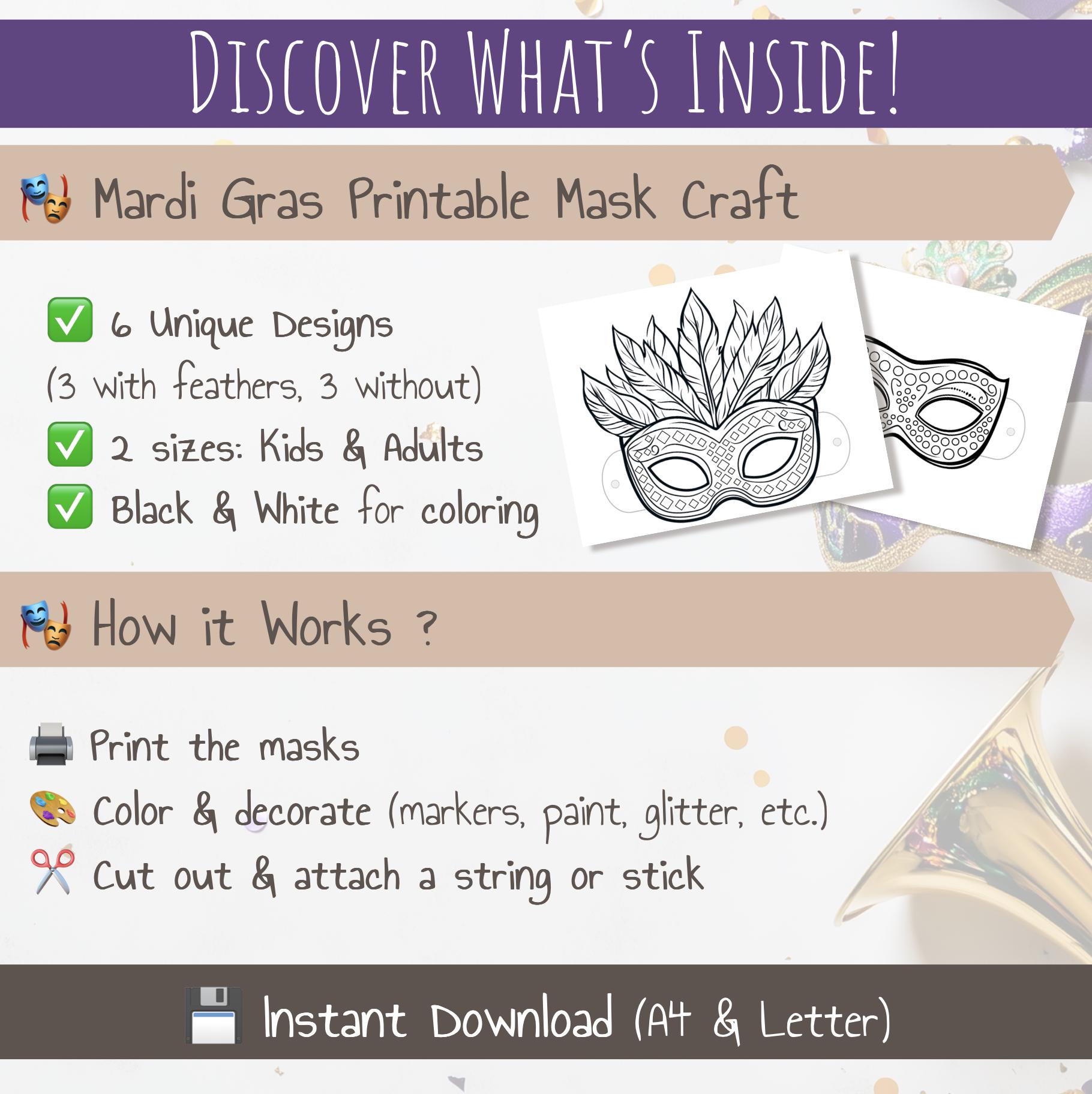 Mardi Gras Masks for Kids and Adults | Coloring Pages | Coloring ...