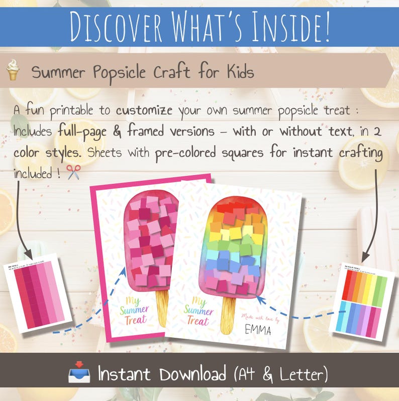 Summer Craft | Popsicle Summer Craft for Kids | Cut & Paste | Summer ...