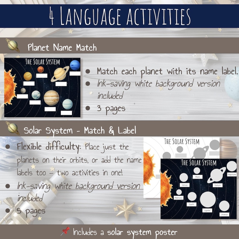 Space Unit Study | 12 Hands-on Montessori Space Activities PDF ...