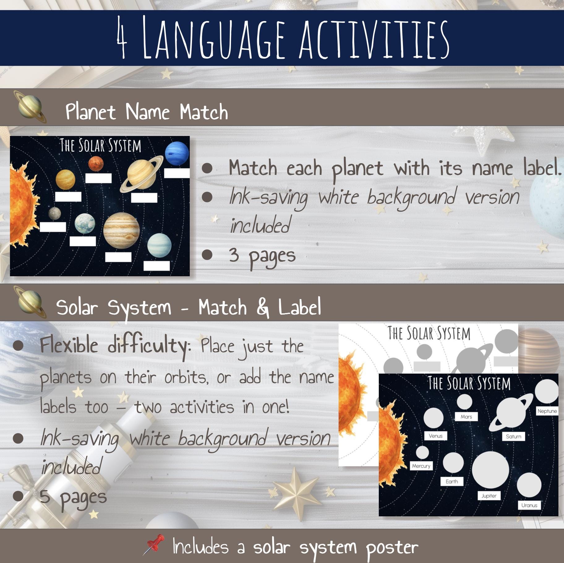 Space Unit Study | 12 Hands-on Montessori Space Activities PDF ...