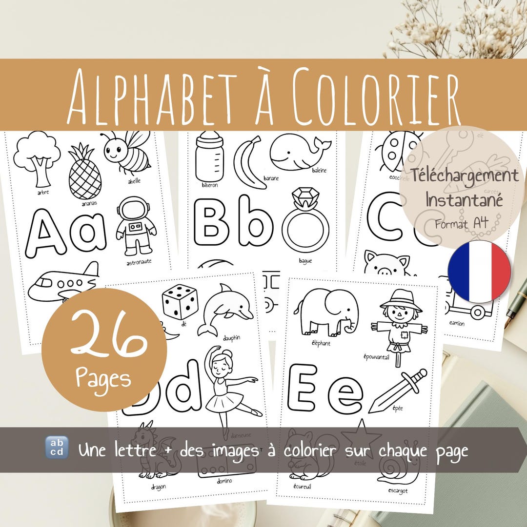 French Alphabet Coloring Pages | 26 A-Z Printable Sheets | Beginning ...