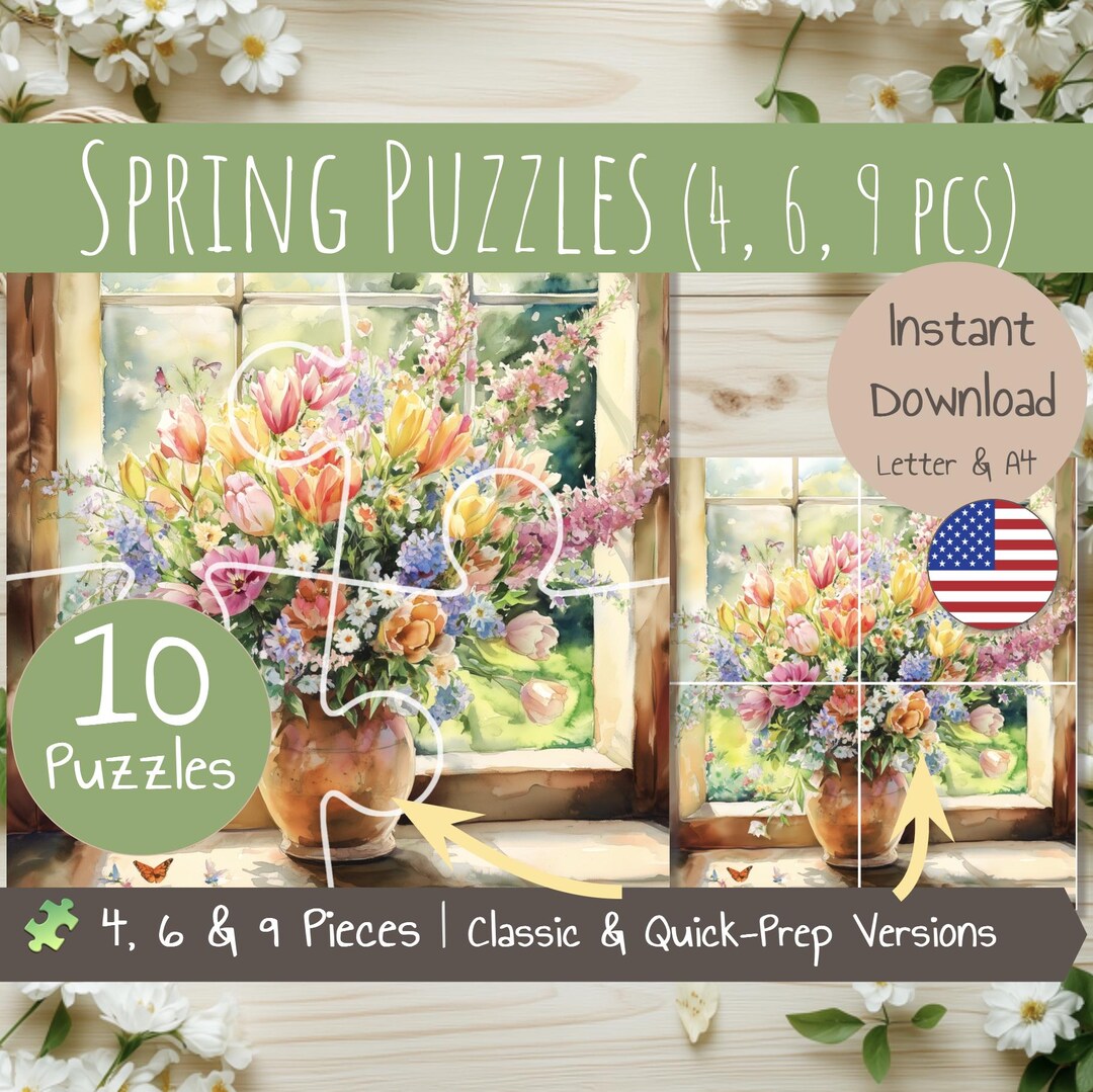 4, 6 & 9 Pieces Spring Printable Puzzles | 10 Fun and Easy Prep Puzzles ...