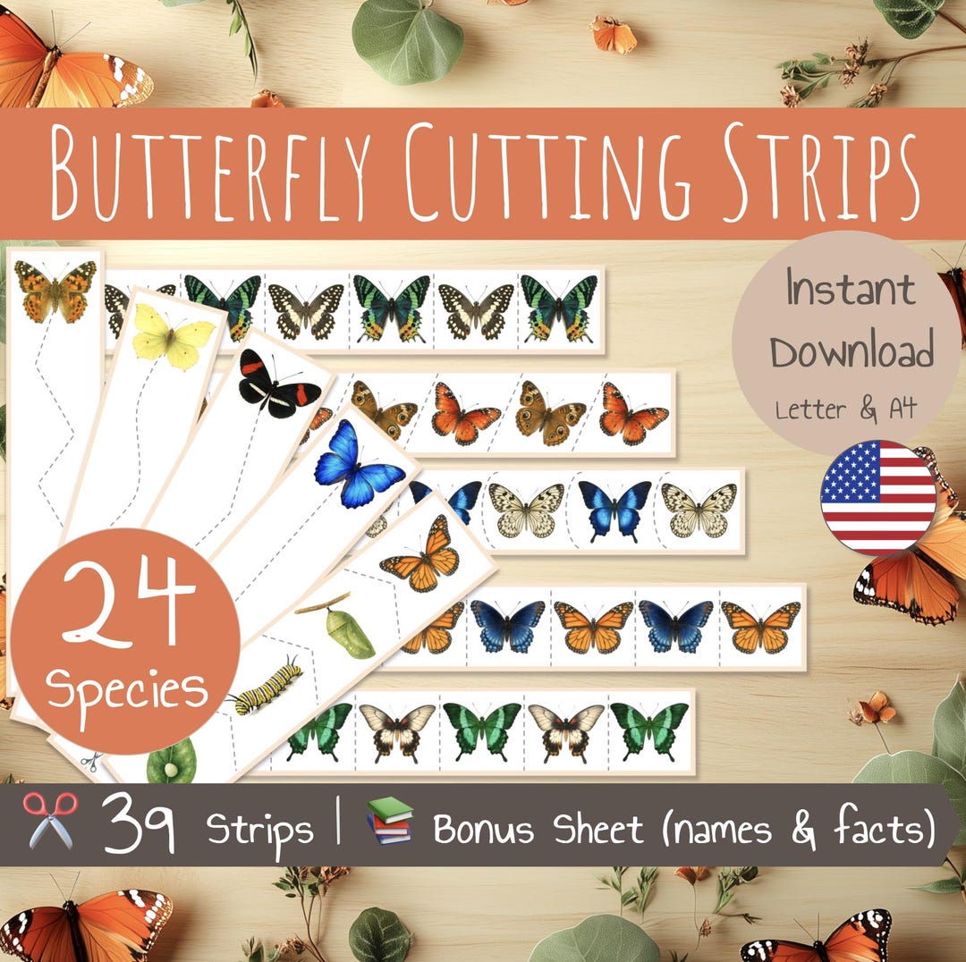 Butterfly Cutting Strips | Scissor Skills | Spring Cutting Practice for ...