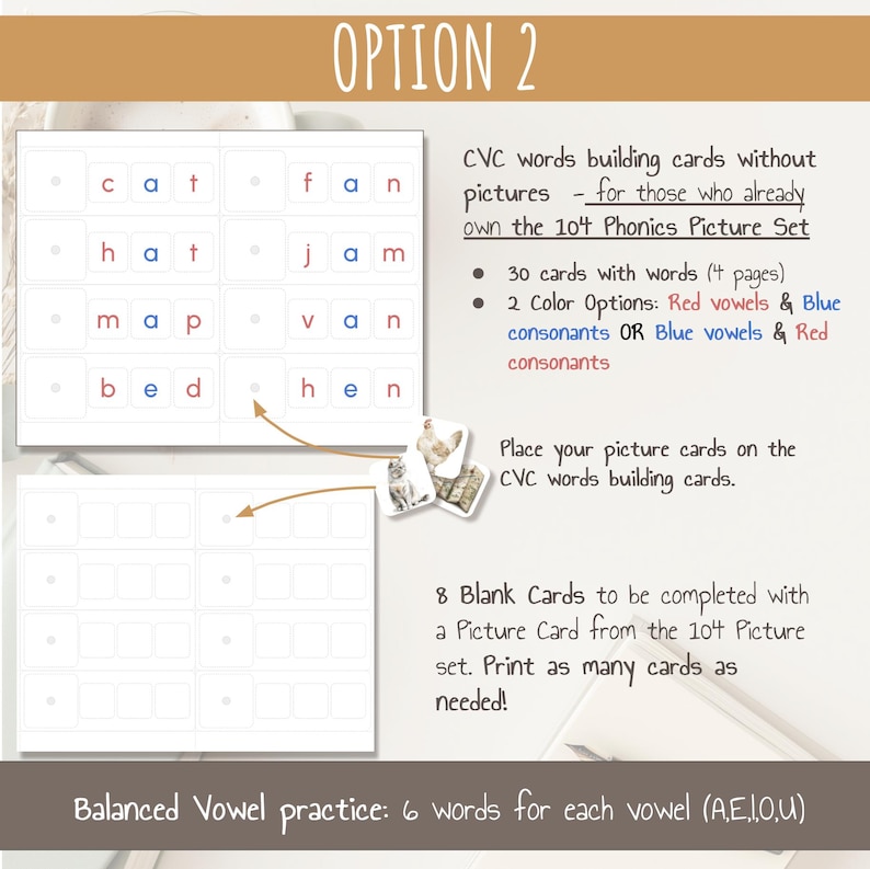 CVC Word Building | Phonics Cards | Matching Cards | Montessori ...