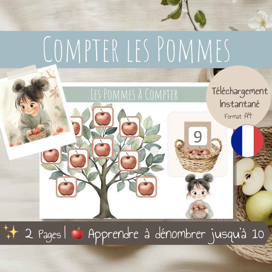 French Apple Tree Counting Game – Learn Numbers 1–10 – Printable ...