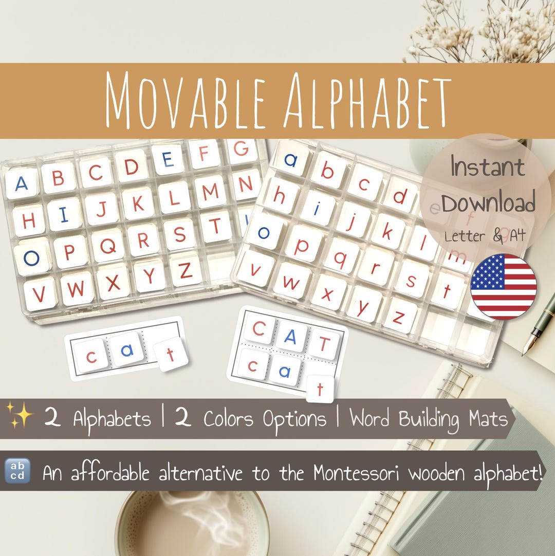 Montessori Movable Alphabet With Word Building Mats | Uppercase ...