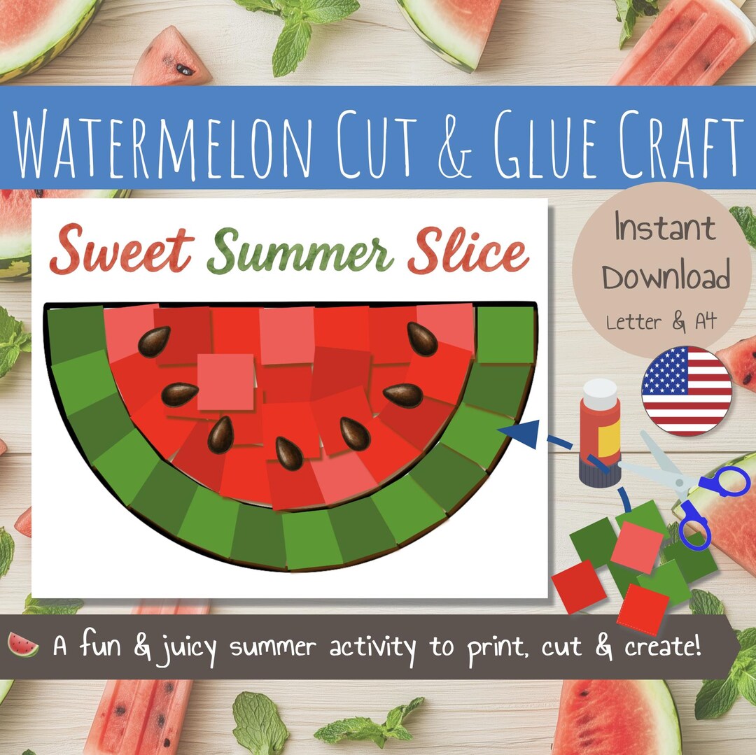 Watermelon Craft | Summer Craft for Kids | Cut & Paste | Watermelon Cut ...